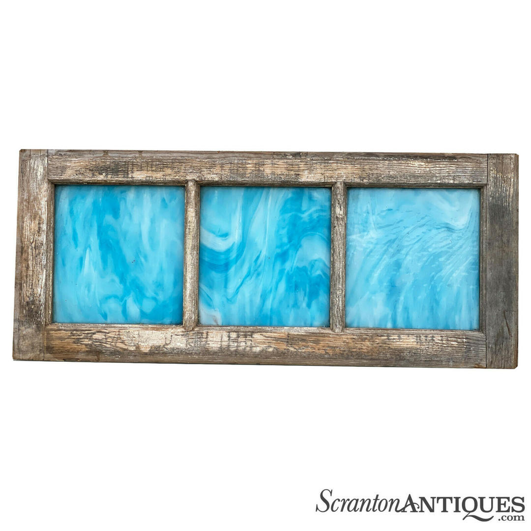Antique Farmhouse Blue Slag Glass Transom Window Panel | Scranton ...