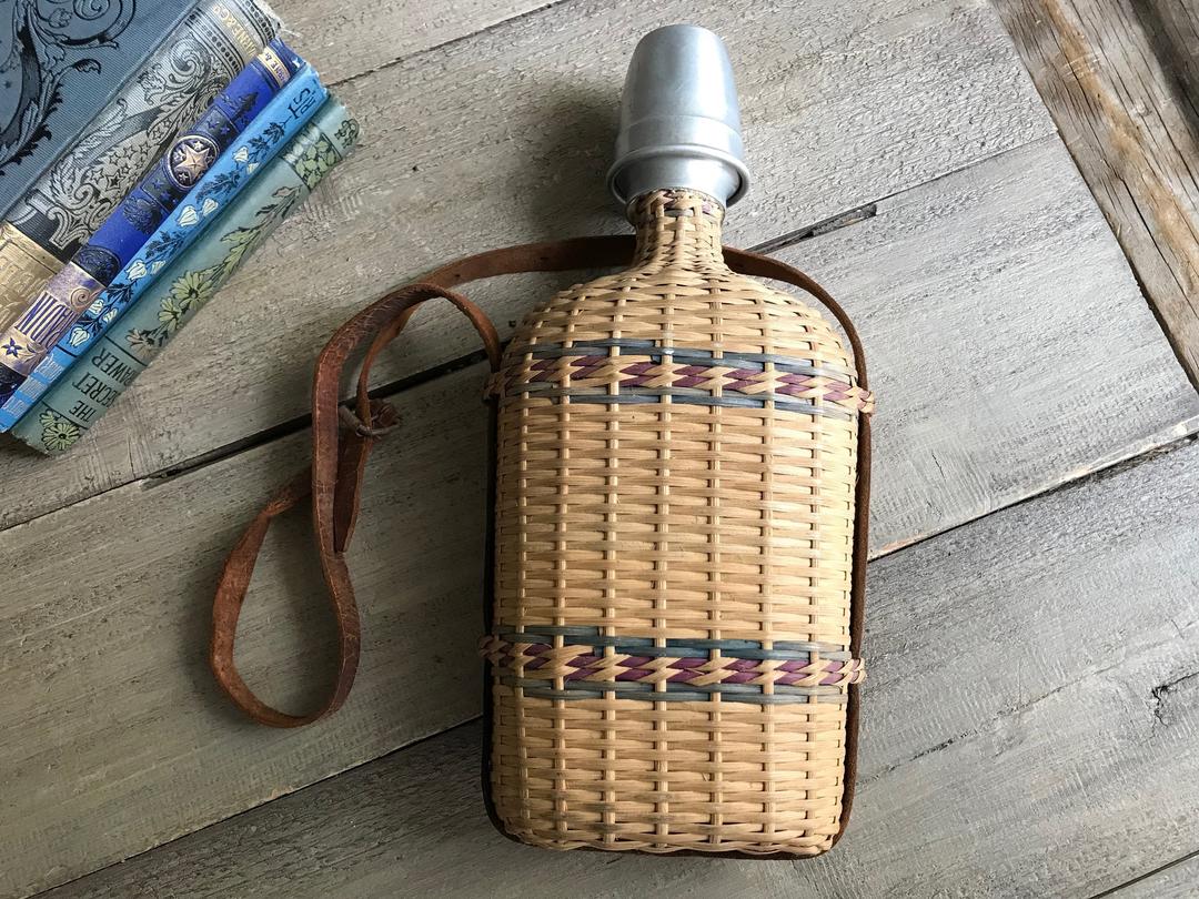19th C French Wicker Water Flask, Lourdes, Spa Bottle, French | Jan's ...