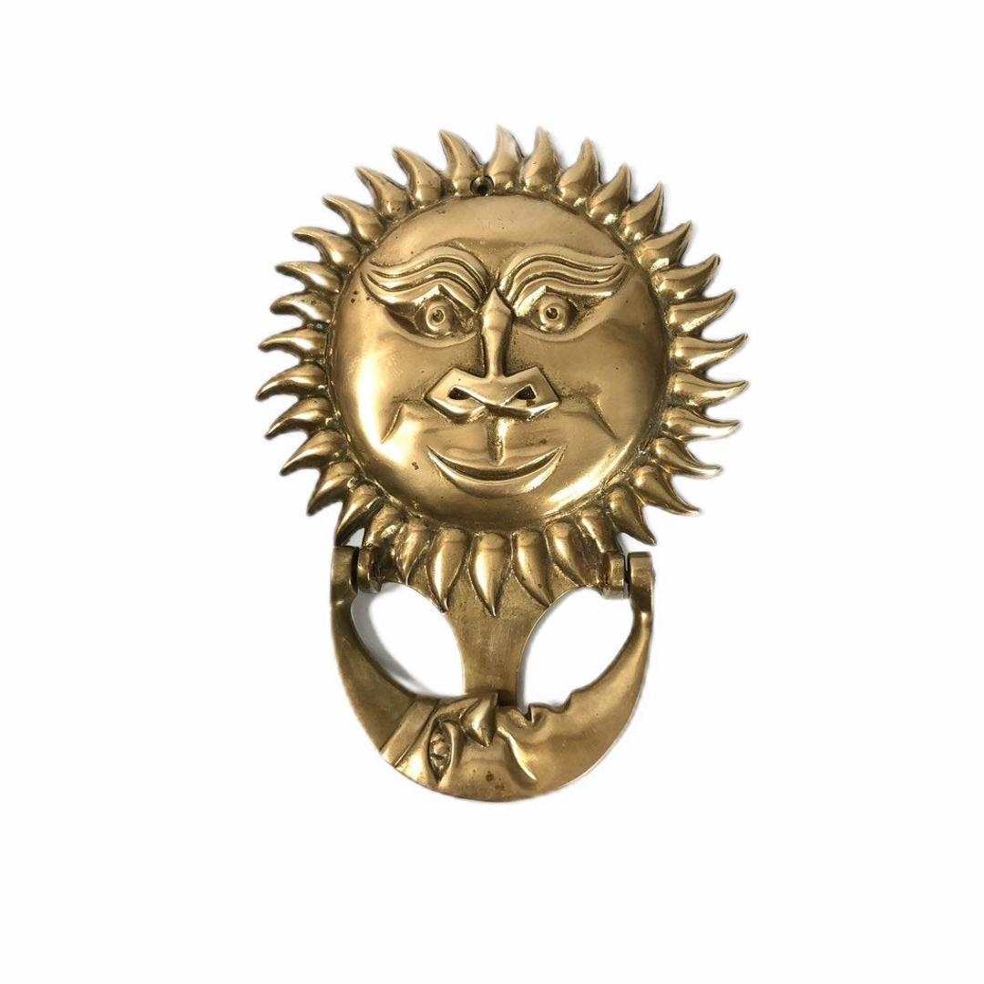 Vintage Brass Sun and Moon Door Knocker | North Fork Vintage | Kennesaw, GA