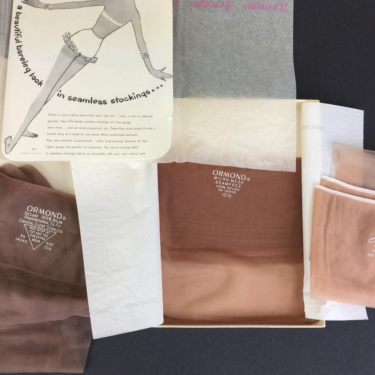 Vintage 40s 50s Nude Sheer Nylon Stockings 3 Pair Flashback Vintage
