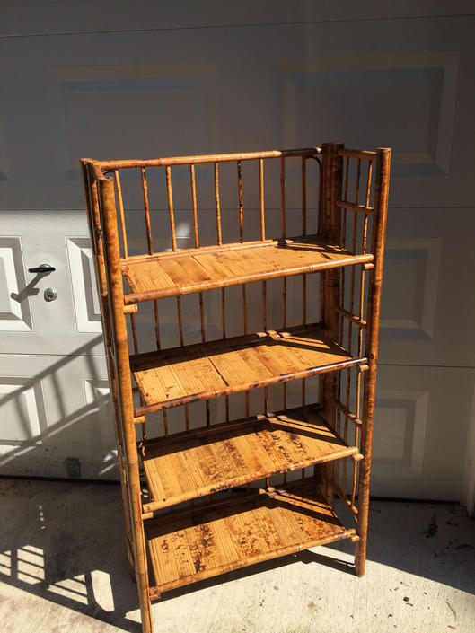 Vintage Four-Shelf folding bamboo bookcase - Pickup and shipping to ...