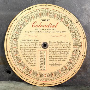 Calendial 100 Year Calendar from 1901 to 2000 - Vintage 1949 Calendar ...