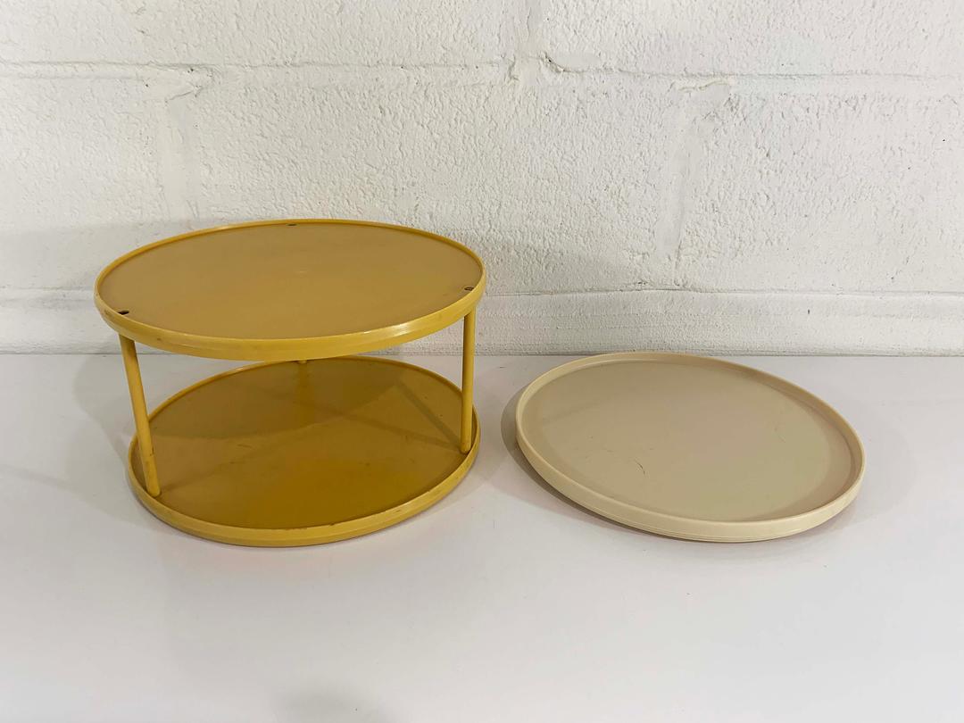 Vintage Turntables Tupperware Yellow White Pair Set of 2 Lazy Susan ...