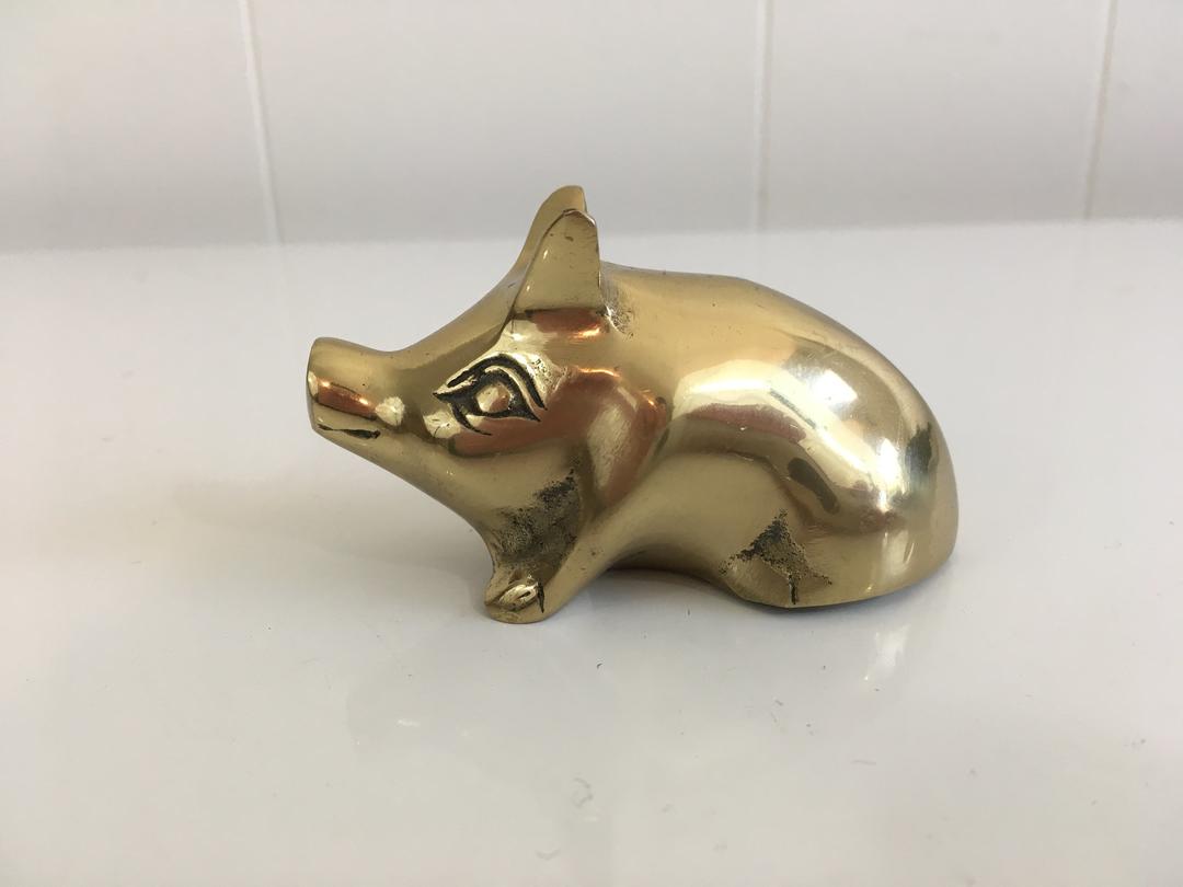 Vintage Brass Pig Figurine Mid-Century Hollywood Regency Home Dcor ...
