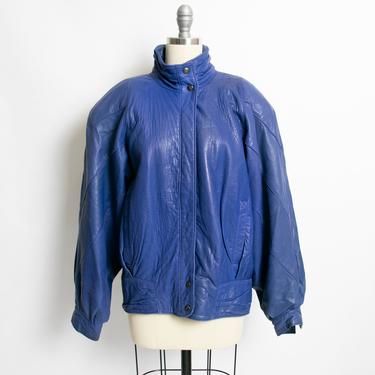 Vintage 1980s Leather Jacket Cobalt Blue 80s Large | Deja Vintage ...