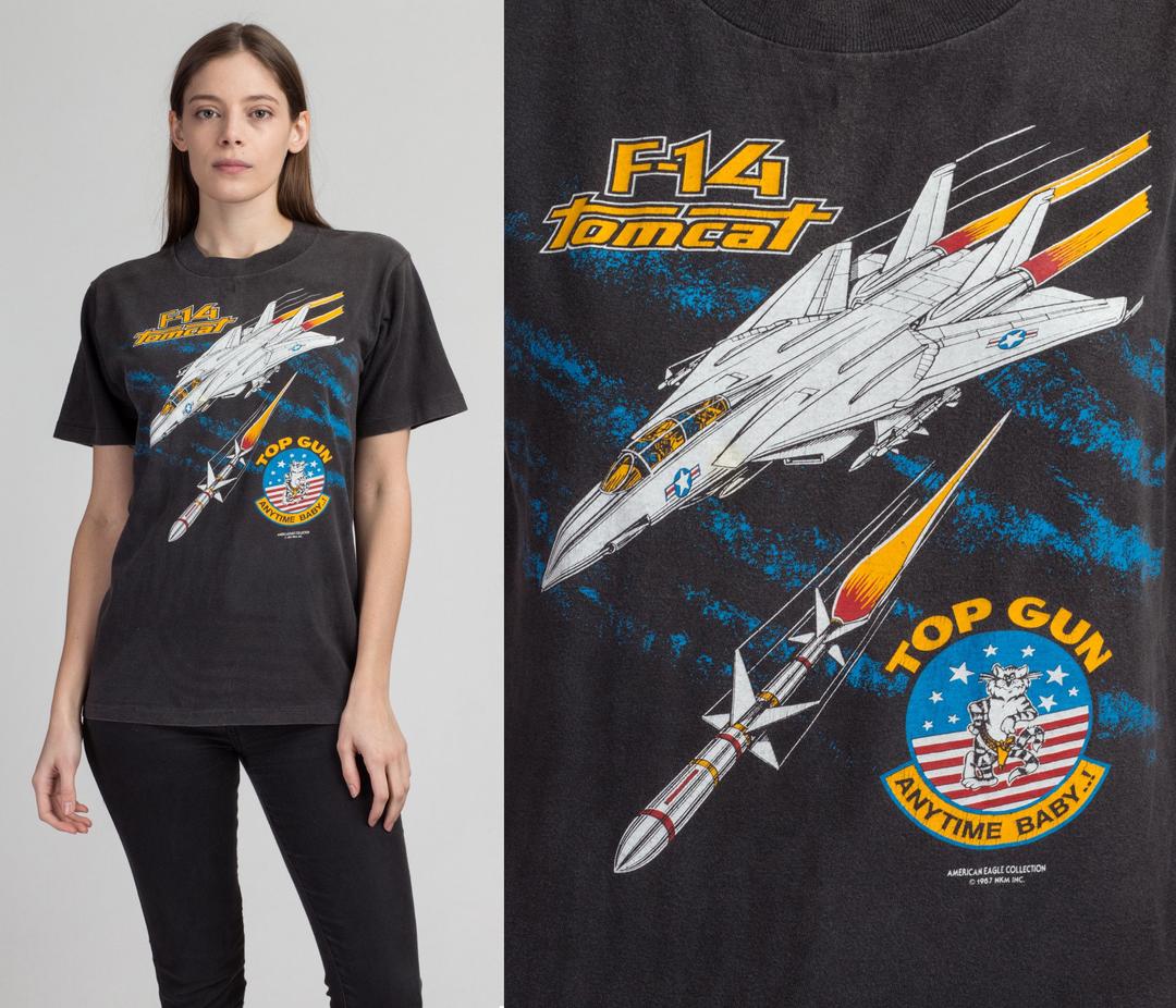 80s F-14 Tomcat Fighter Jet Shirt - Medium | Vintage Top | Flying Apple ...