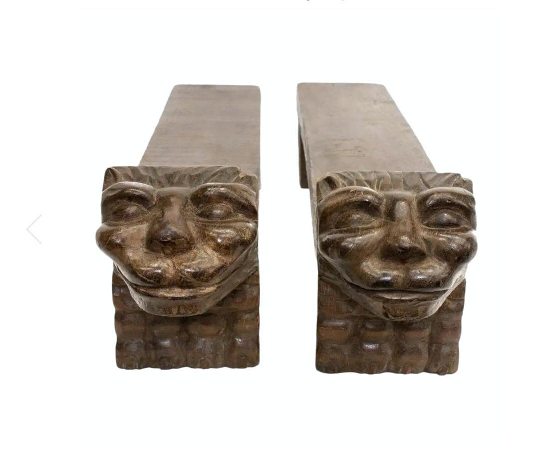 19th Century Gothic Grotesque Cat Mask Architectural Salvage Carved ...