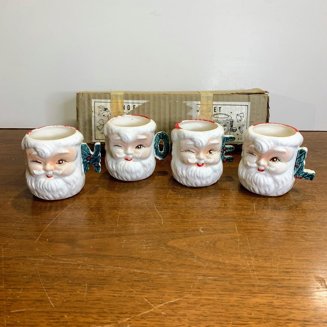 Vintage Noel Winking Santa Mug Set with Box Made in | Over the Years ...