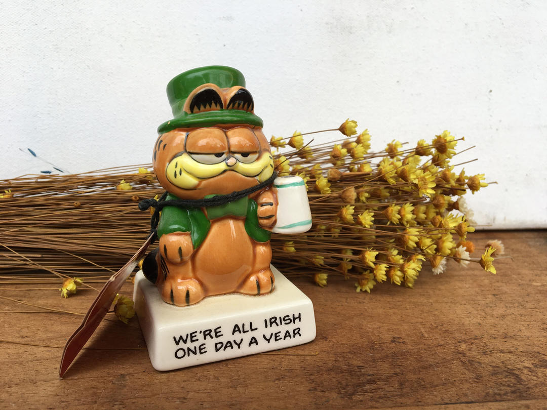 Vintage 80's Garfield St. Patrick's Day Figurine, All Irish One ...