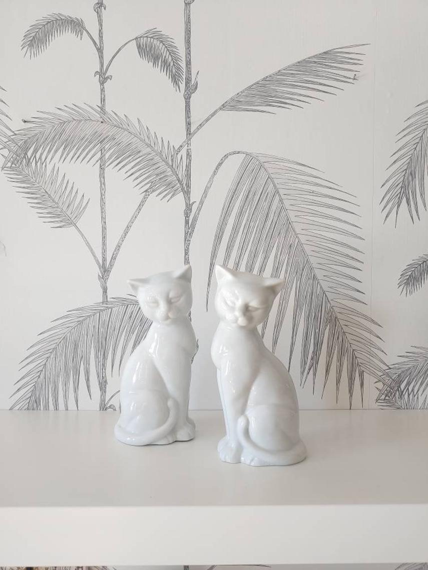 Vintage Cat Statue, Toyo, all White, sold as a pair, | color theory ...