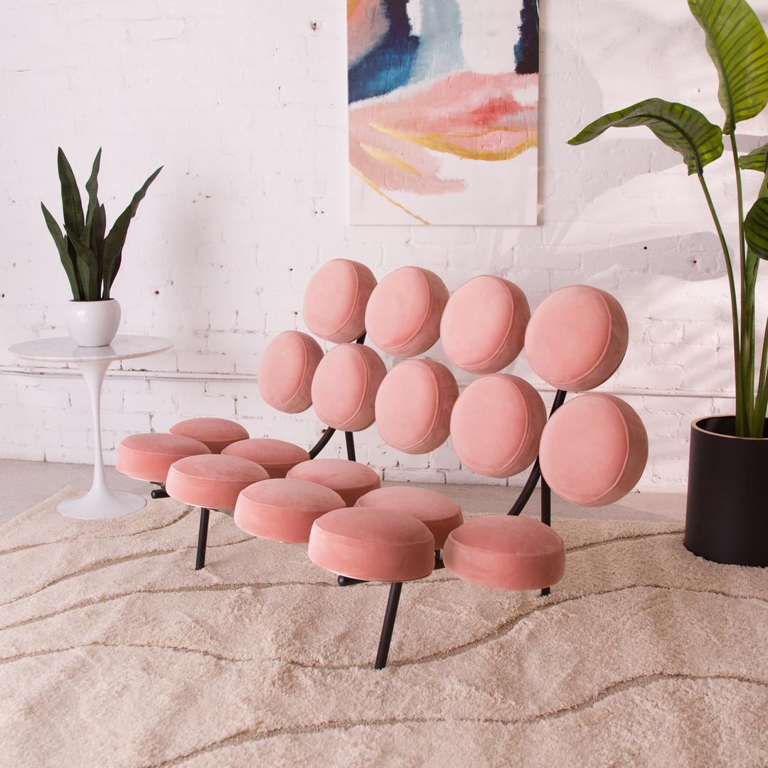 Marshmallow Bench in Pink Velvet | Sunbeam Vintage | Highland Park ...