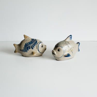 Mid Century Ceramic Grey and Blue Koi Fish | Microscope Telescope ...
