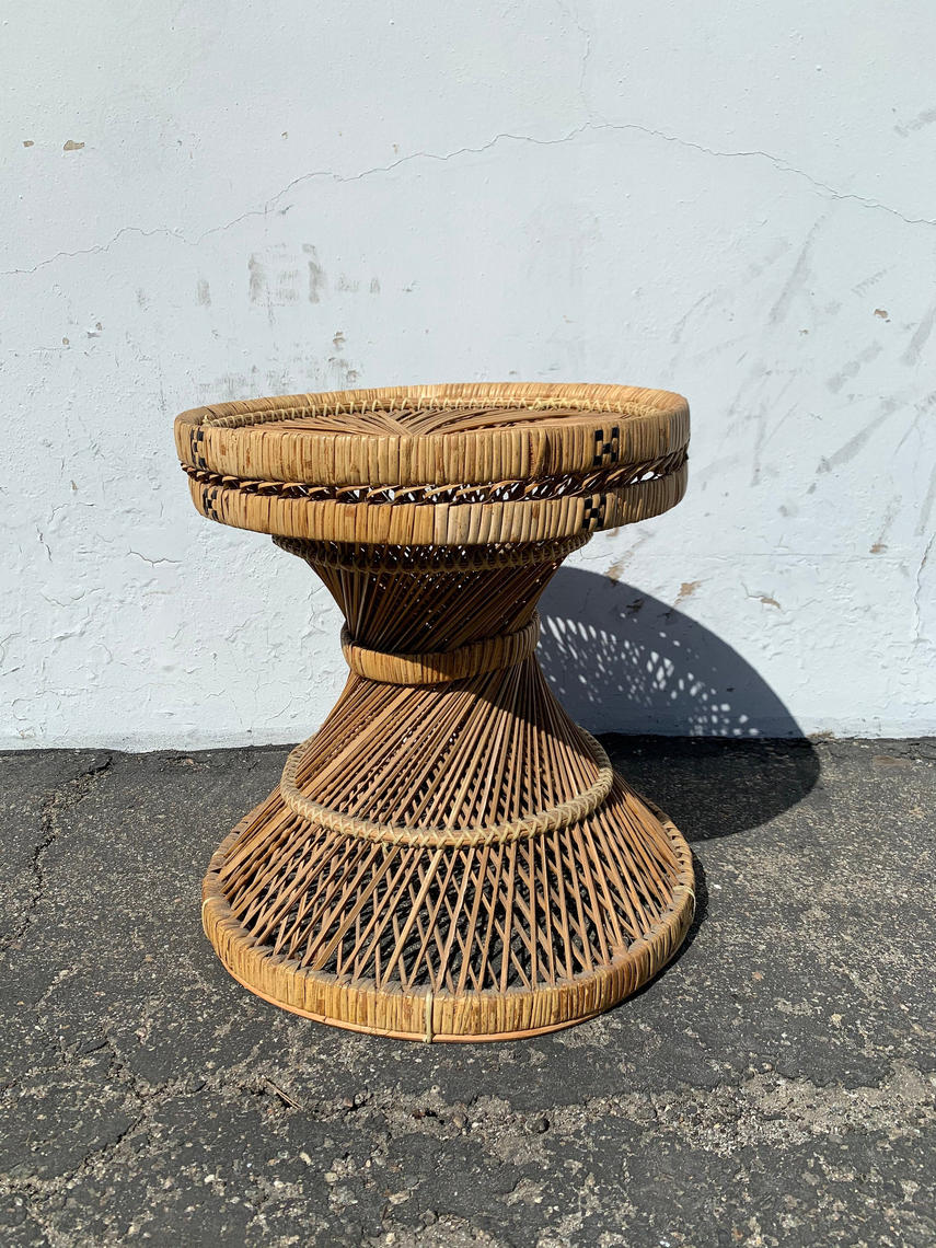 Rattan Stool Bentwood Peacock Style Ottoman Footrest Rattan Hassock ...
