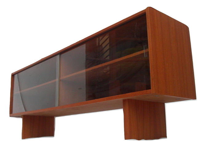 Danish Modern Long Low Teak Bookcase / Display Case / Credenza Mid ...
