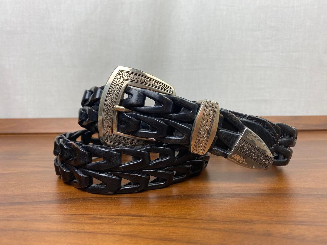 Western Braided Woven Leather Belt Stainless // Small/Medium ...