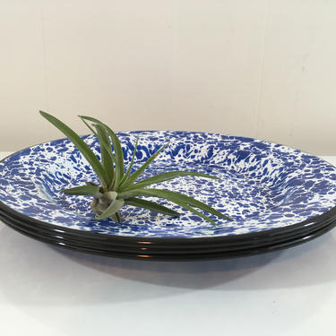 Vintage Blue Splatterware Enamel Plates Set of Three (3) | Check Engine ...