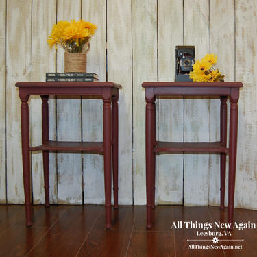 Pair of Matching Red Tables | Side Table Set | | All Things New Again ...