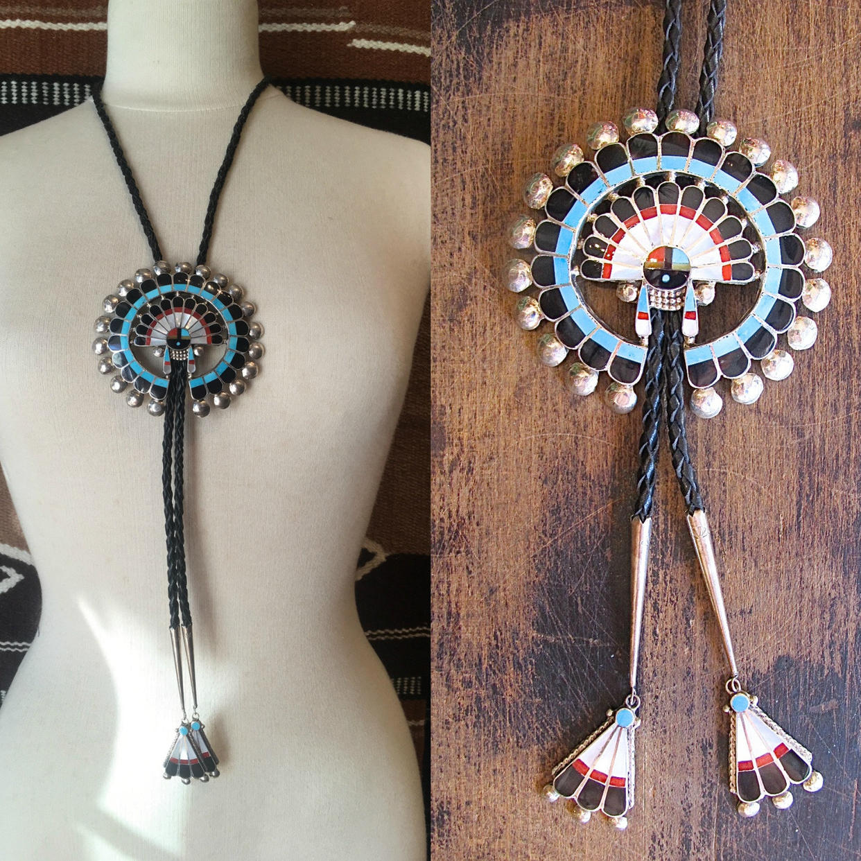 DELGER CELLICION Massive Zuni Sun Face Bolo Tie | | Love Street Vintage ...