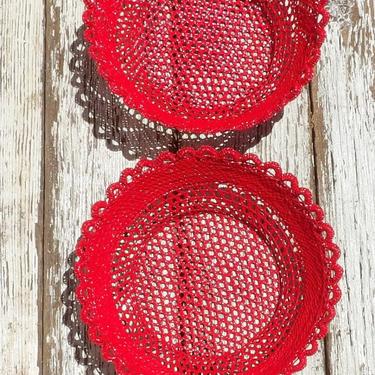 Red Wicker Baskets Round Pair 2 Vintage Peruvian Storage | Making Mid ...