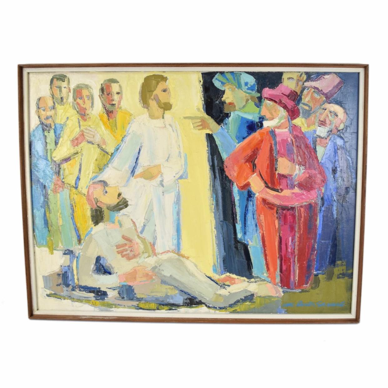 1970s Lars Birger Sponberg Painting Jesus Healing Blind | Prairieland ...