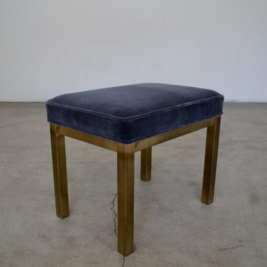 1970's Hollywood Regency Brass Vanity Stool Reupholstered in Mohair ...