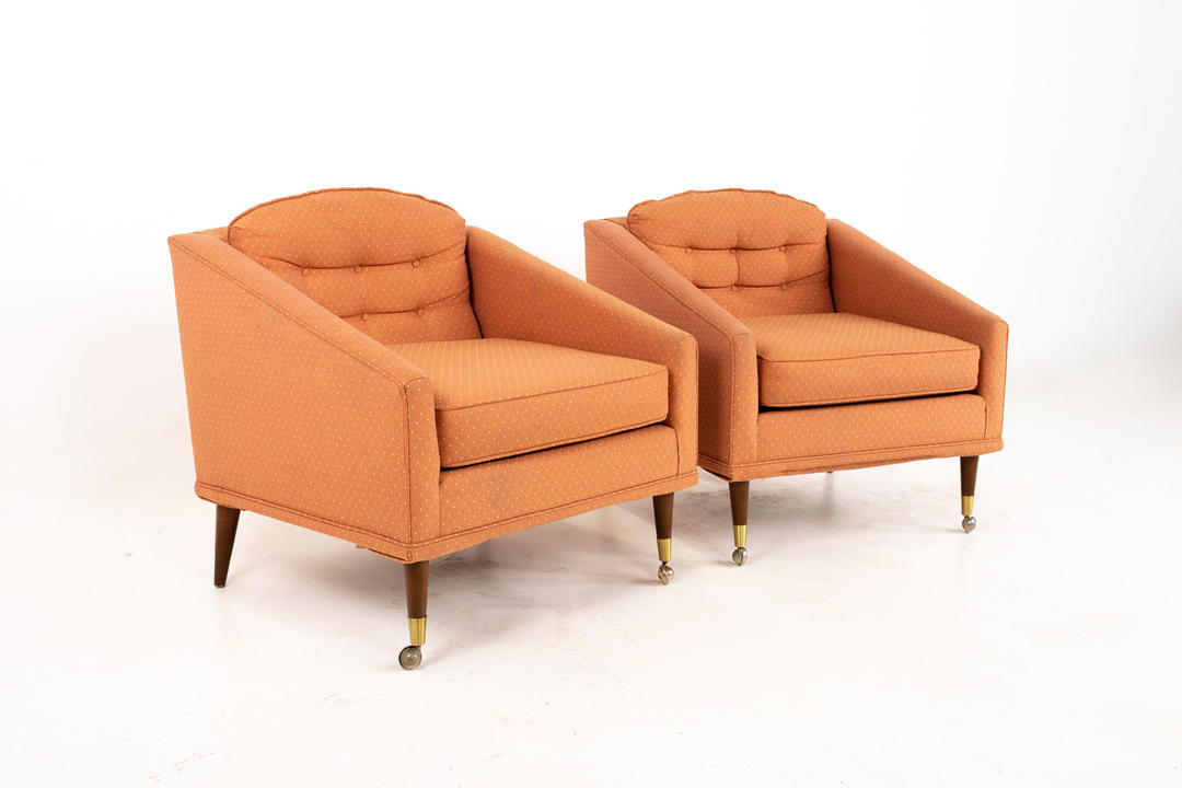 Milo Baughman Style Kroehler Mid Century Lounge Chairs - Pair | Modern ...