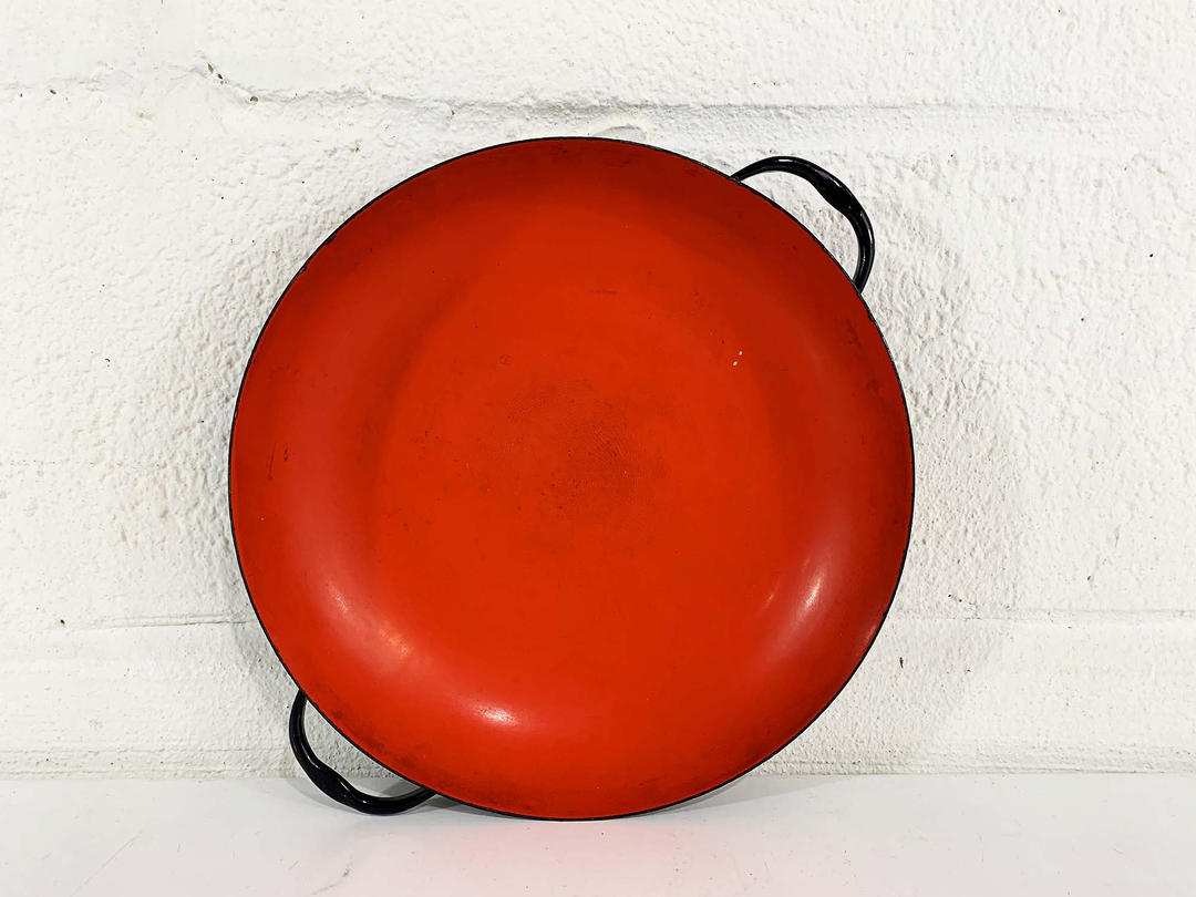 Vintage Orange Enamel Cookware Caravelle Sizzling Servers Pan Made in ...