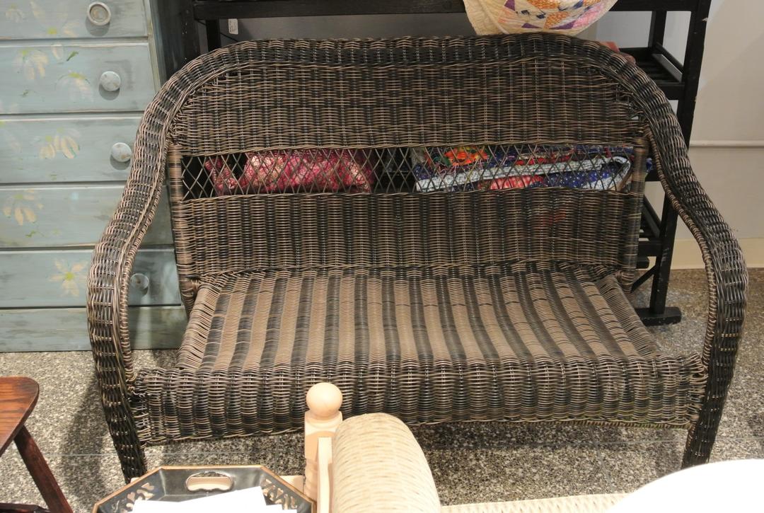 Faux rattan bench - $150 | Miss Pixies | Adams Morgan - Washington, DC