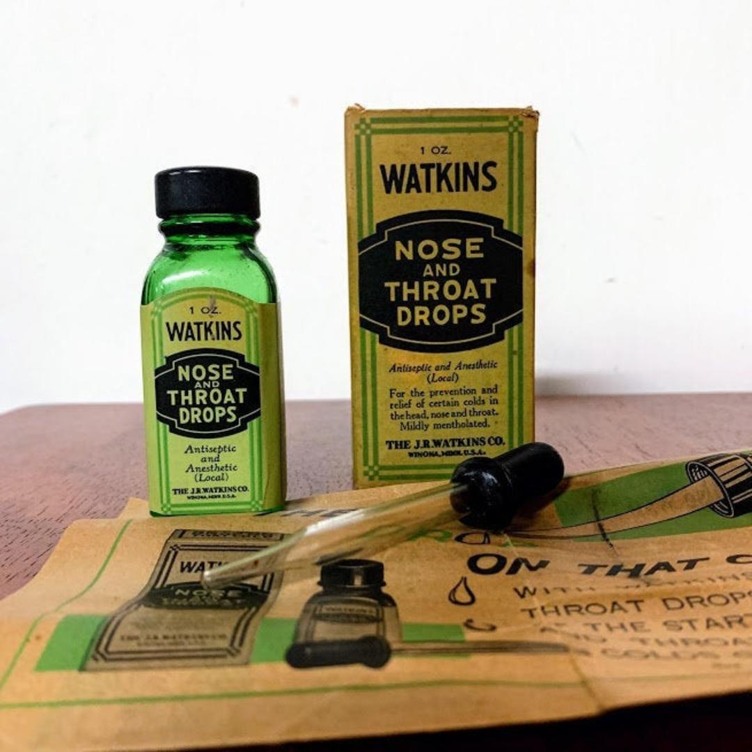 Vintage Watkins Nose and Throat Drops With Dropper and Box | Over the ...