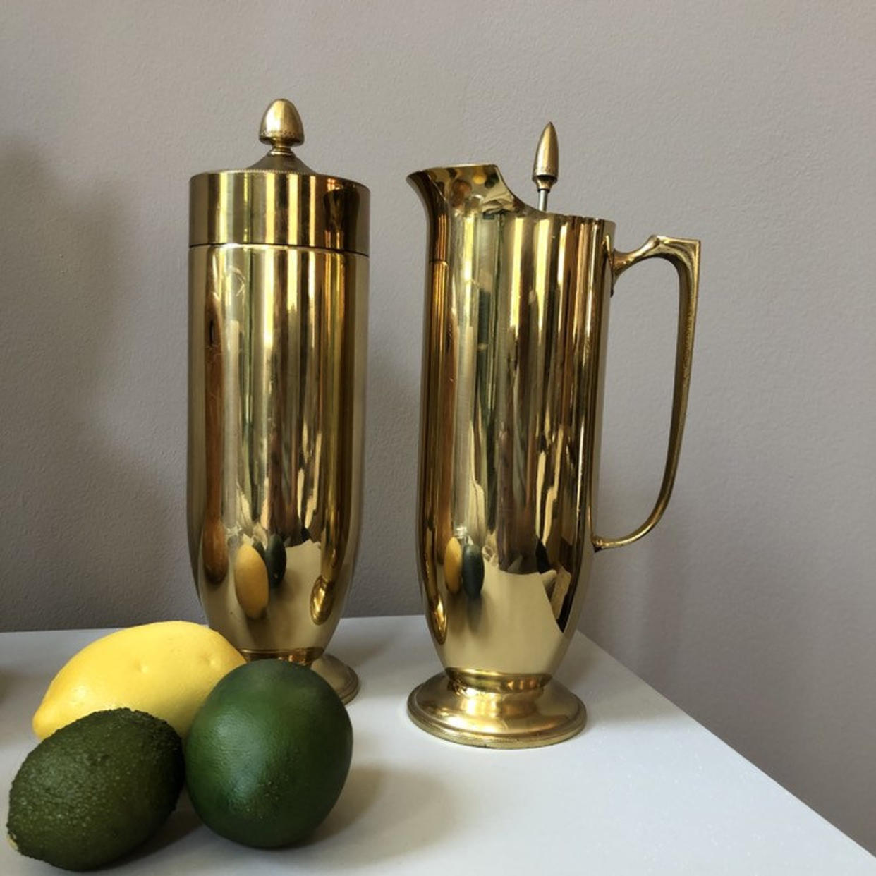 Vintage Mid Century Modern Cocktail Set, brass cocktail | The Heirloom ...