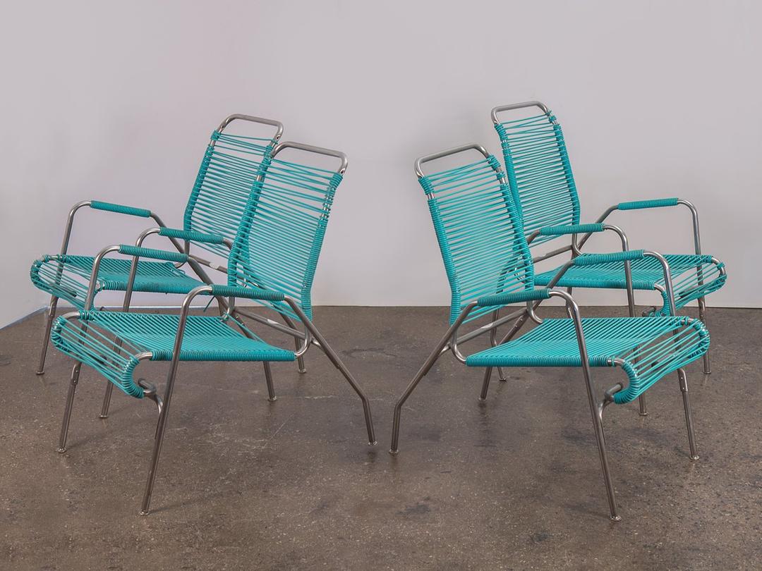 Ames Aire Set of Four Teal Patio Chairs | Open Air Modern (OAM ...