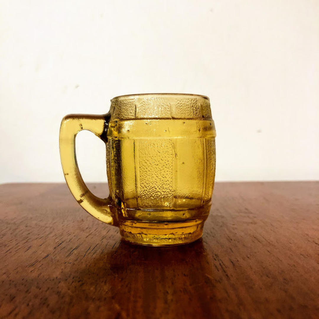Vintage Amber Glass Barrel Mug Toothpick Holder | Over the Years ...