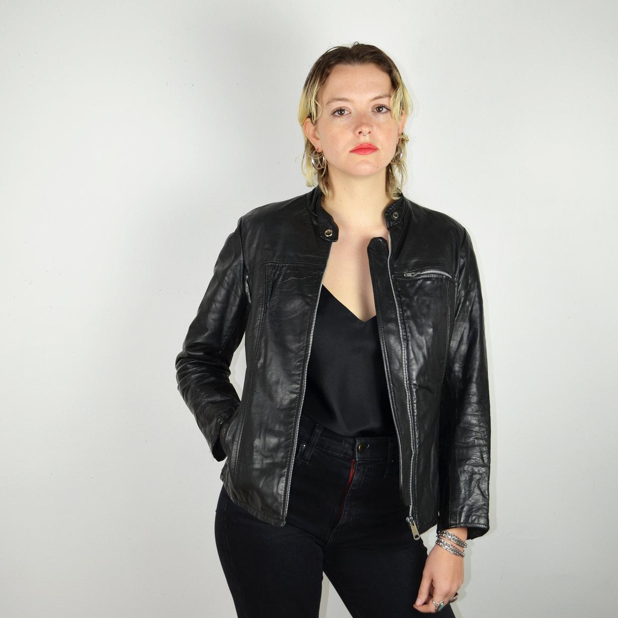 Vintage 60s Leather Motorcycle Jacket / Side Zippers / 60s | Erratic ...