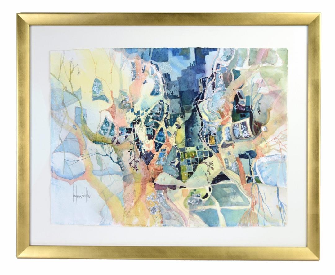 Abstract Painting Trees w Architecture Barbara Goldstein Texas San ...