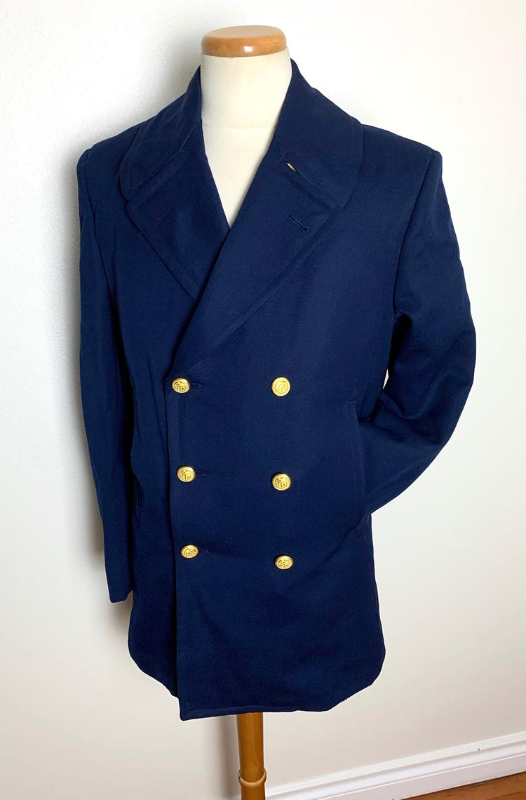 Vintage US Coast Guard Gabardine Pea Coat ~ 38 R ~ USCG ~ Reefer ...