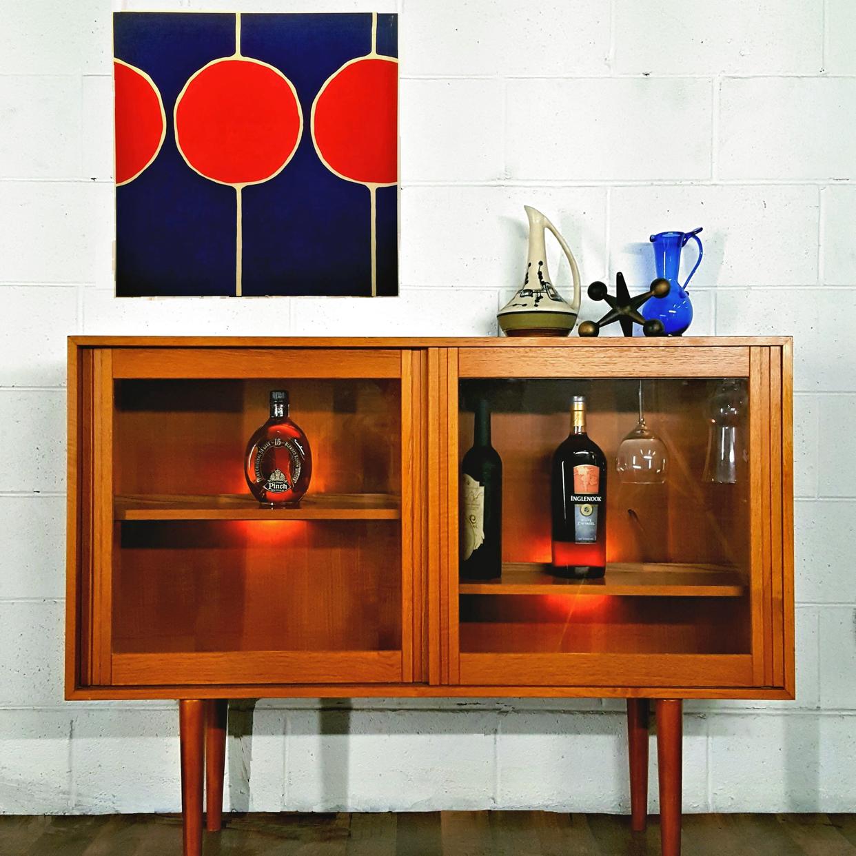 Elegant Slim Danish Modern MCM Bar Credenza Bookca | Modern Finds ...