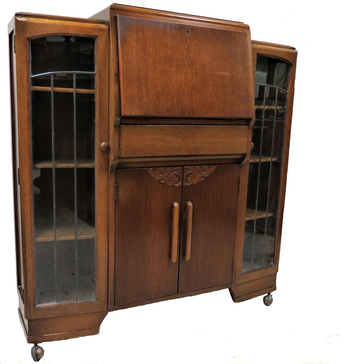 Art Deco Furniture | Vintage English Drop Front Secretary | Pickery ...