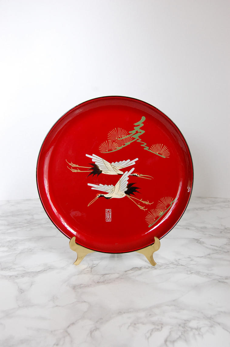 Vintage Red Lacquer Tray - Japanese Lacquerware - Japanese Tray ...