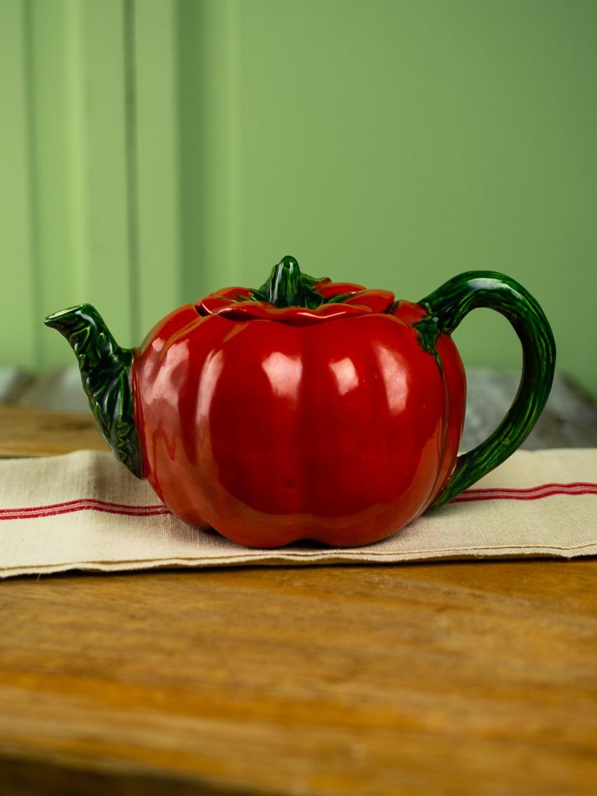Vintage Majolica Tomato Teapot | Posh Chicago | Chicago, IL