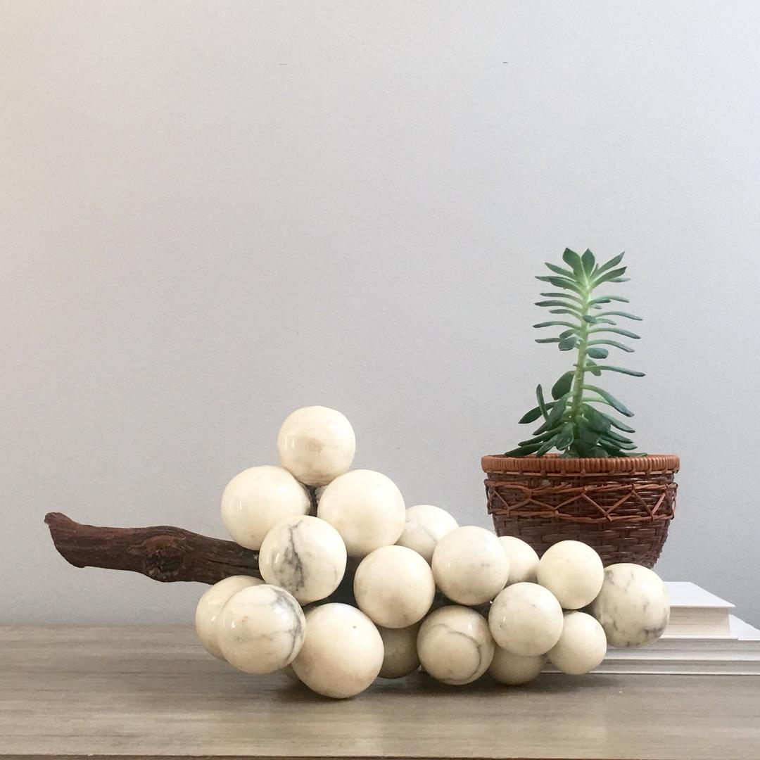 Vintage Alabaster Stone Grape Cluster Large Italian Creamy White Grape ...