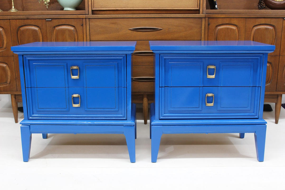 Mid Century Modern Dixie electric blue end tables, side tables | Gre ...