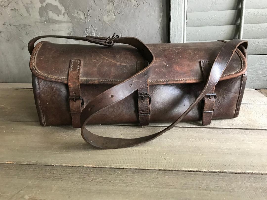 Antique French Leather Tool Bag, Work Chore Case, Period Set | Jan's ...