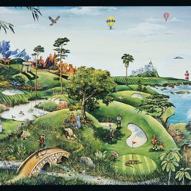 Vintage Golf Offset Lithograph Poster Whimsy Whimsical Cartoon ...