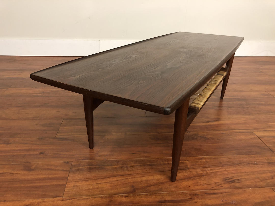 Moreddi Danish Modern Coffee Table With Raised Edges and Cane | Modern ...