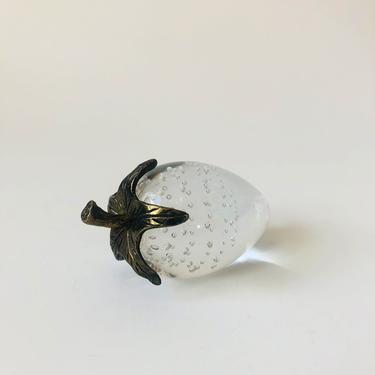 Vintage Glass Strawberry Paperweight with Brass Stem | Sergeant Sailor ...