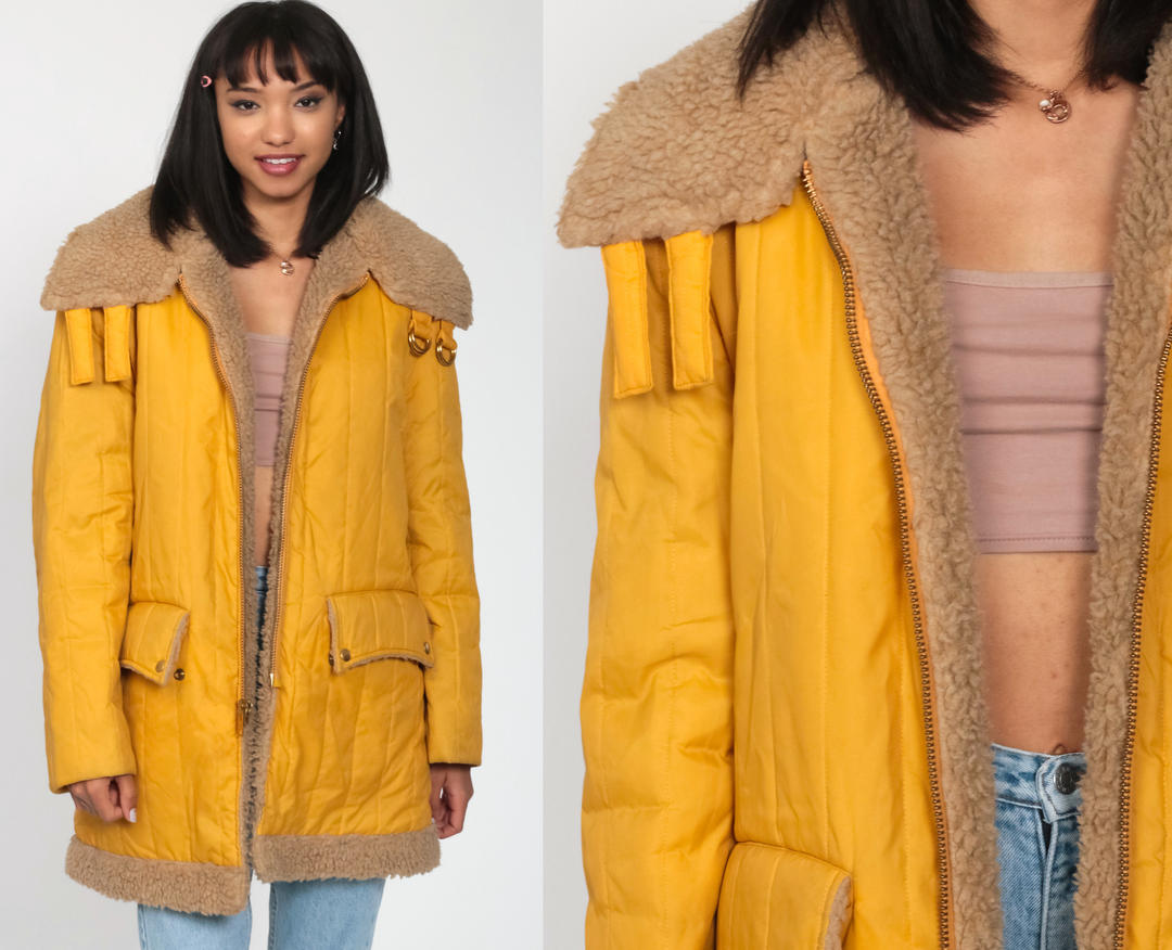 Sherpa Ski Jacket Men's Medium 70s Yellow Winter Jacket Mustard | Shop ...