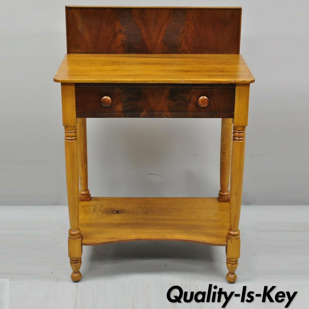 Antique 19th C American Colonial Crotch Mahogany Pine Washstand ...