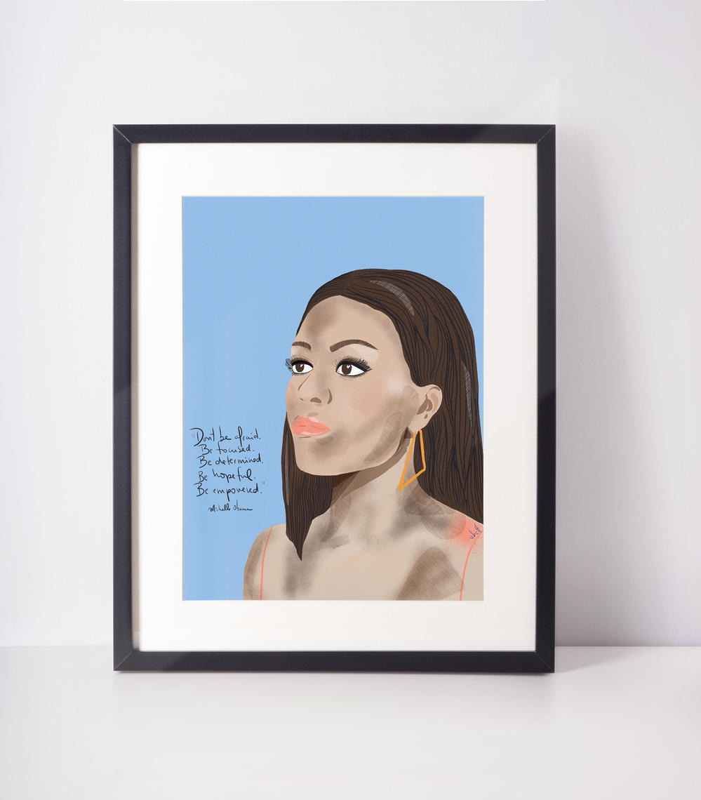 Michelle Obama colorful portrait art print ready to frame wall | Violet ...