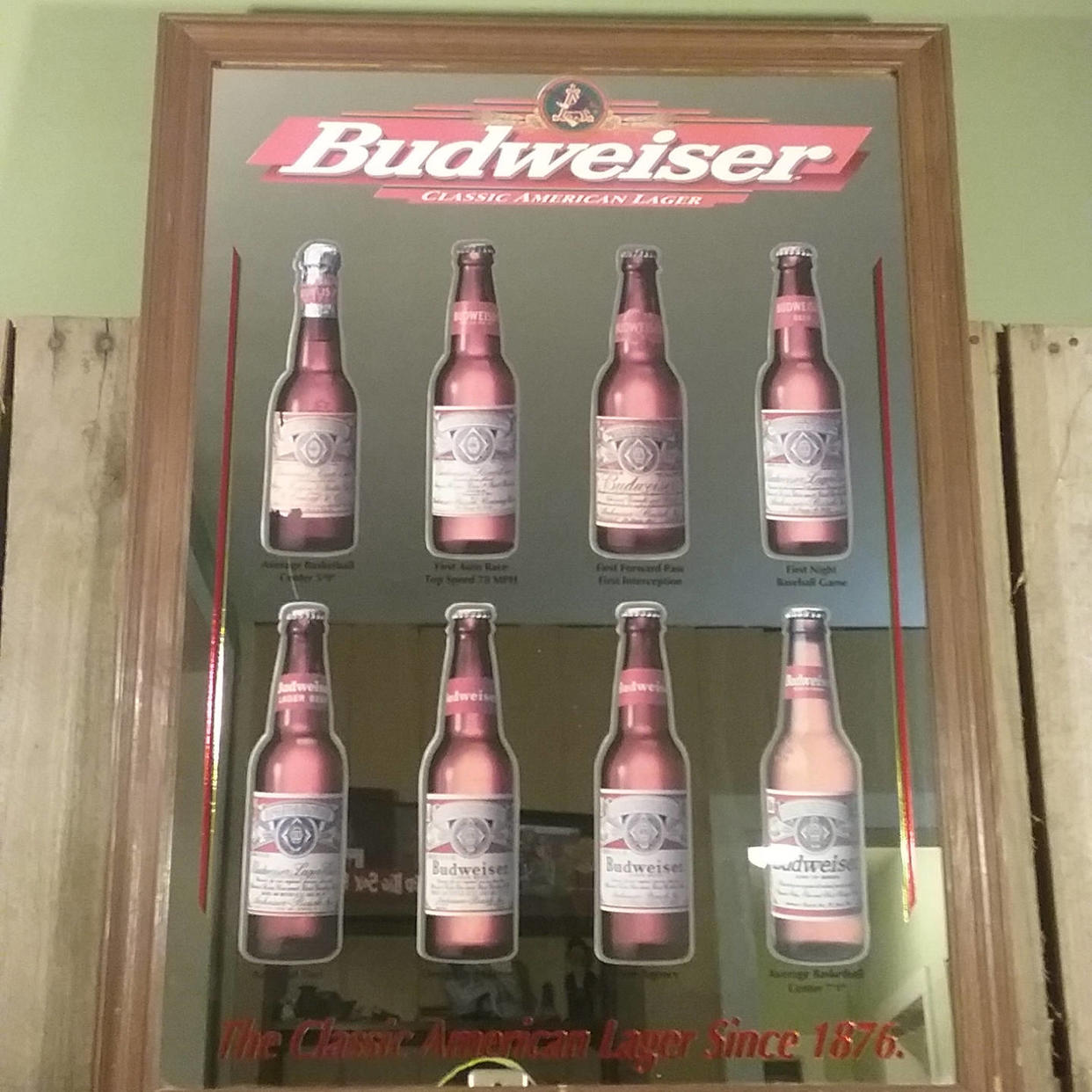 Budweiser Mirror Sign, Vintage Beer Sign, | Up the Antique Co - Boston ...