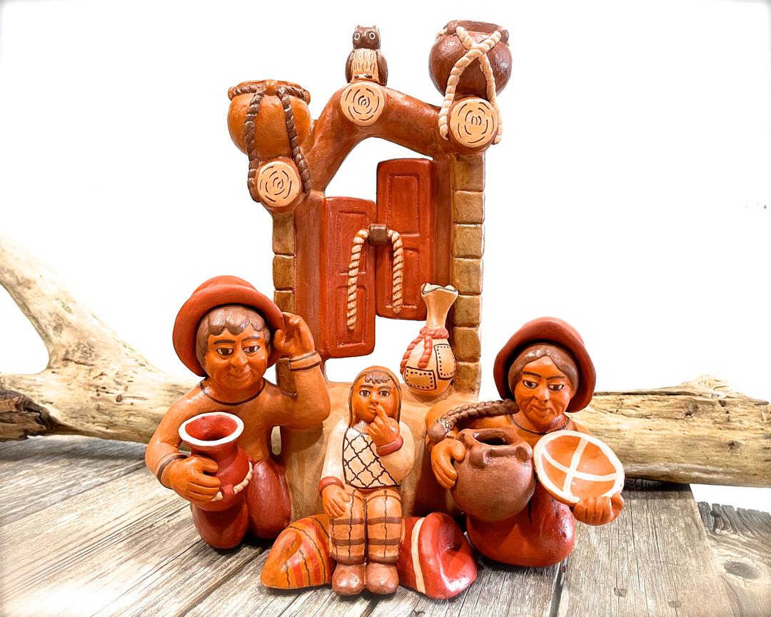 VINTAGE: 12.5" Large Authentic PERUVIAN Handmade Clay Pottery ...